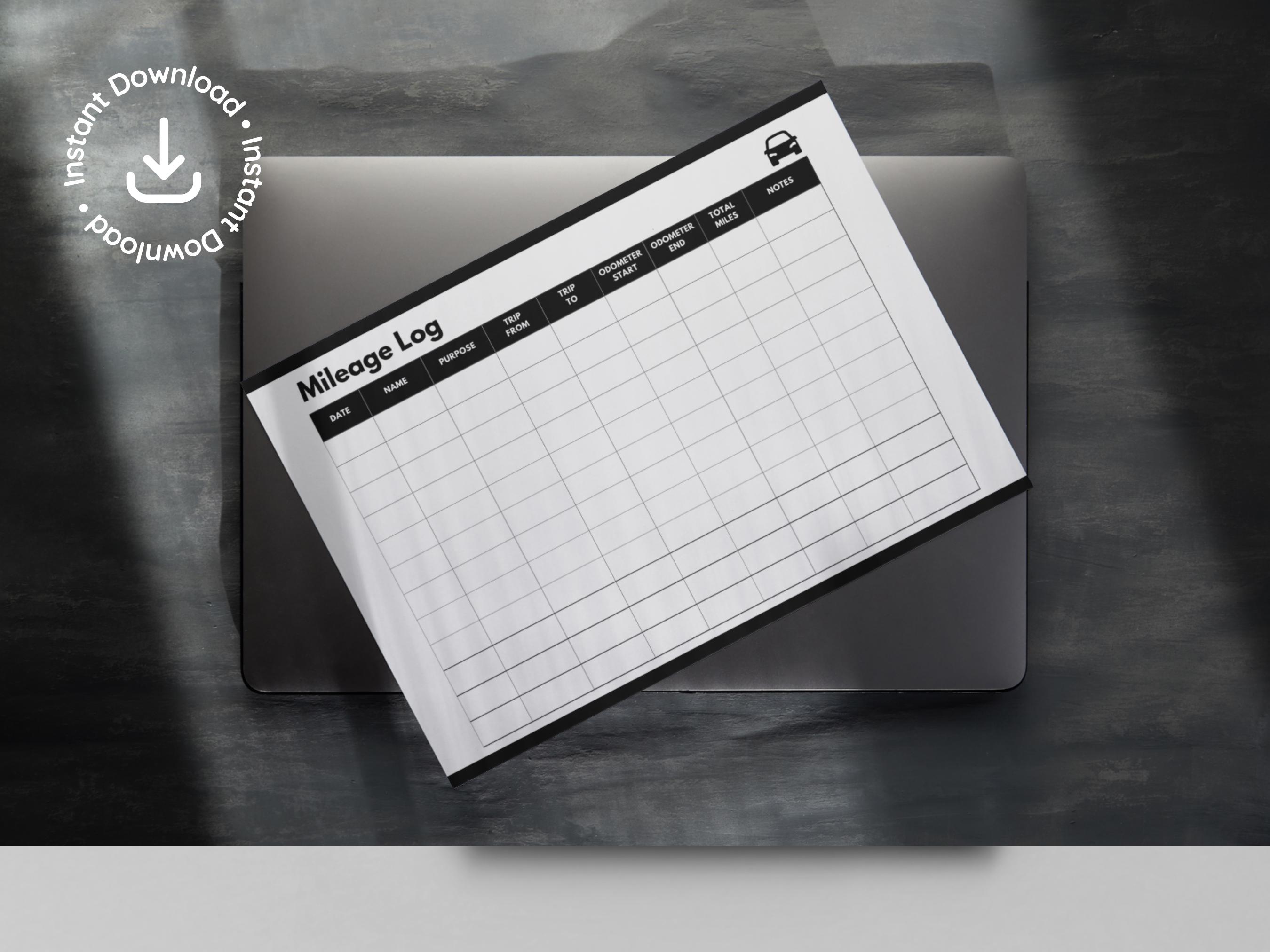 Auto Mileage Log Template • Car Mileage Record • Vehicle Distance ...