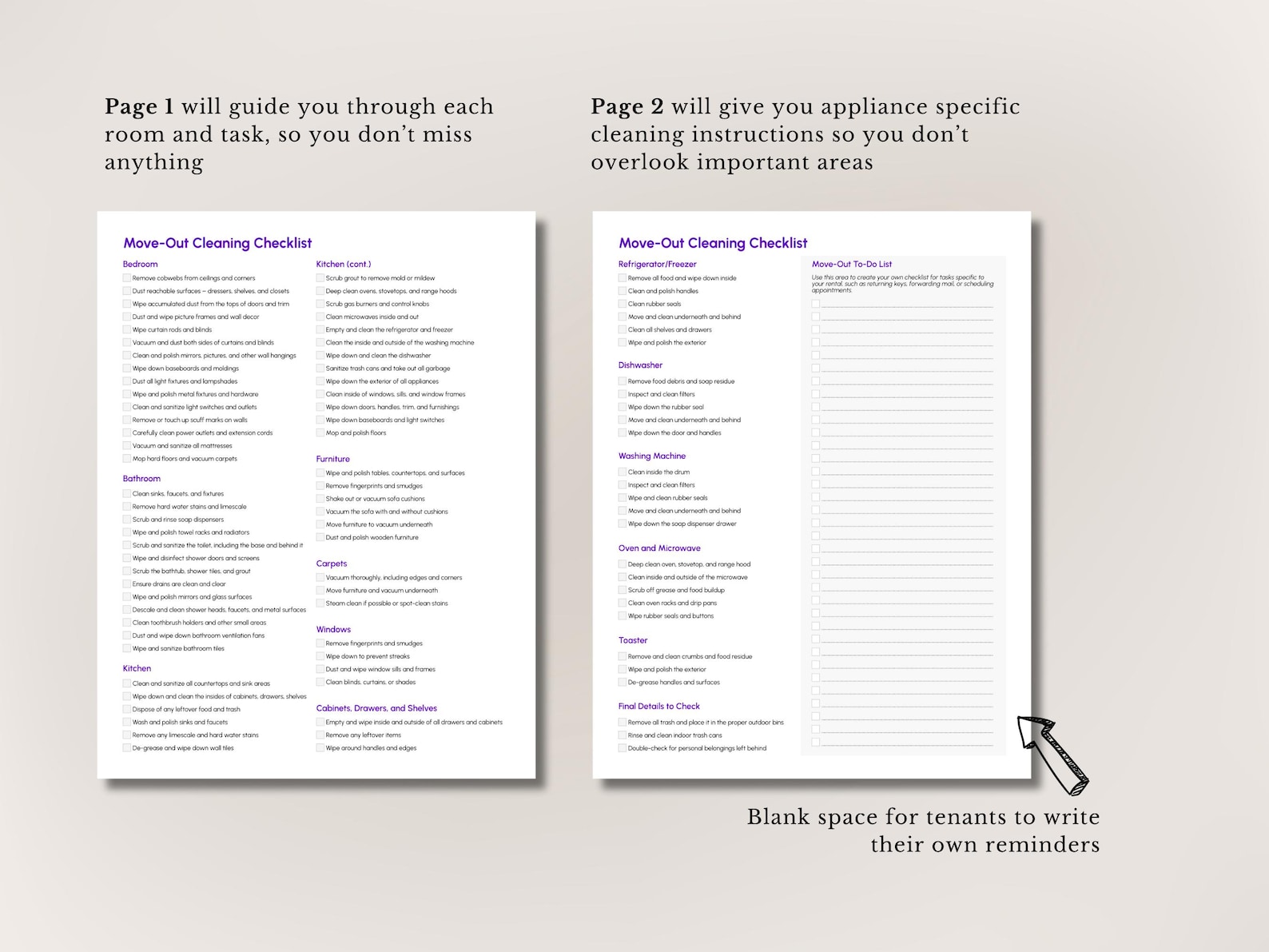 Move-out Cleaning Checklist Printable • Cleaning List for Renters ...