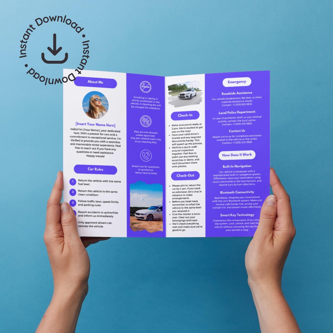 Welcome Book for Turo Hosts • Bi-fold Brochure for Turo Guests • Car ...