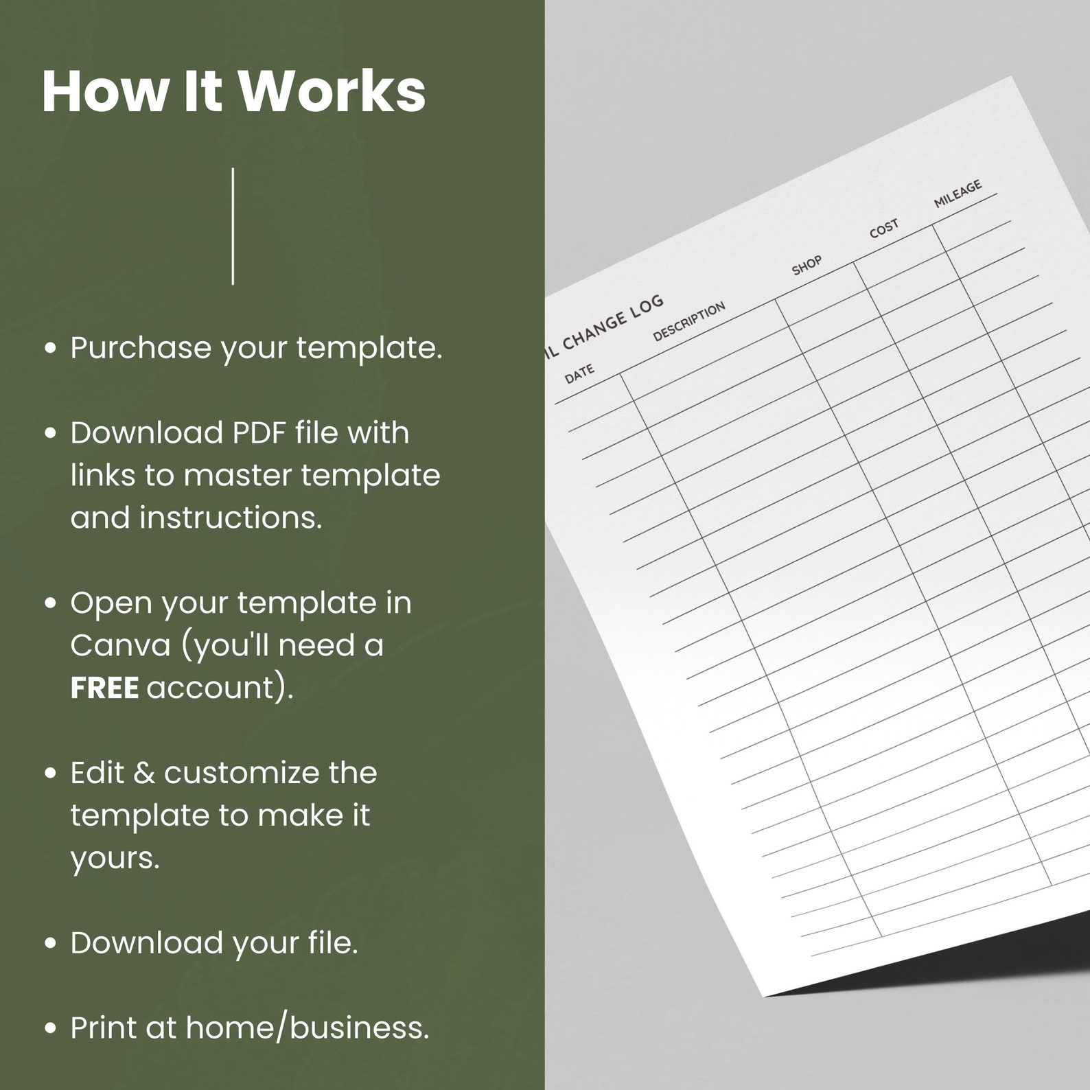 Oil Change Log • Oil Change Tracker • Oil Change Record • Oil Filter ...