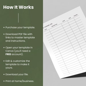 Oil Change Log • Oil Change Tracker • Oil Change Record • Oil Filter ...