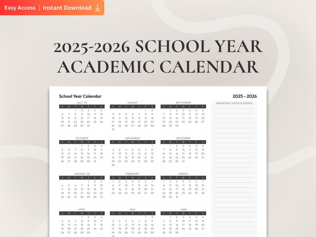 Calendario escolar imprimible 2025-2026, planificador académico julio ...