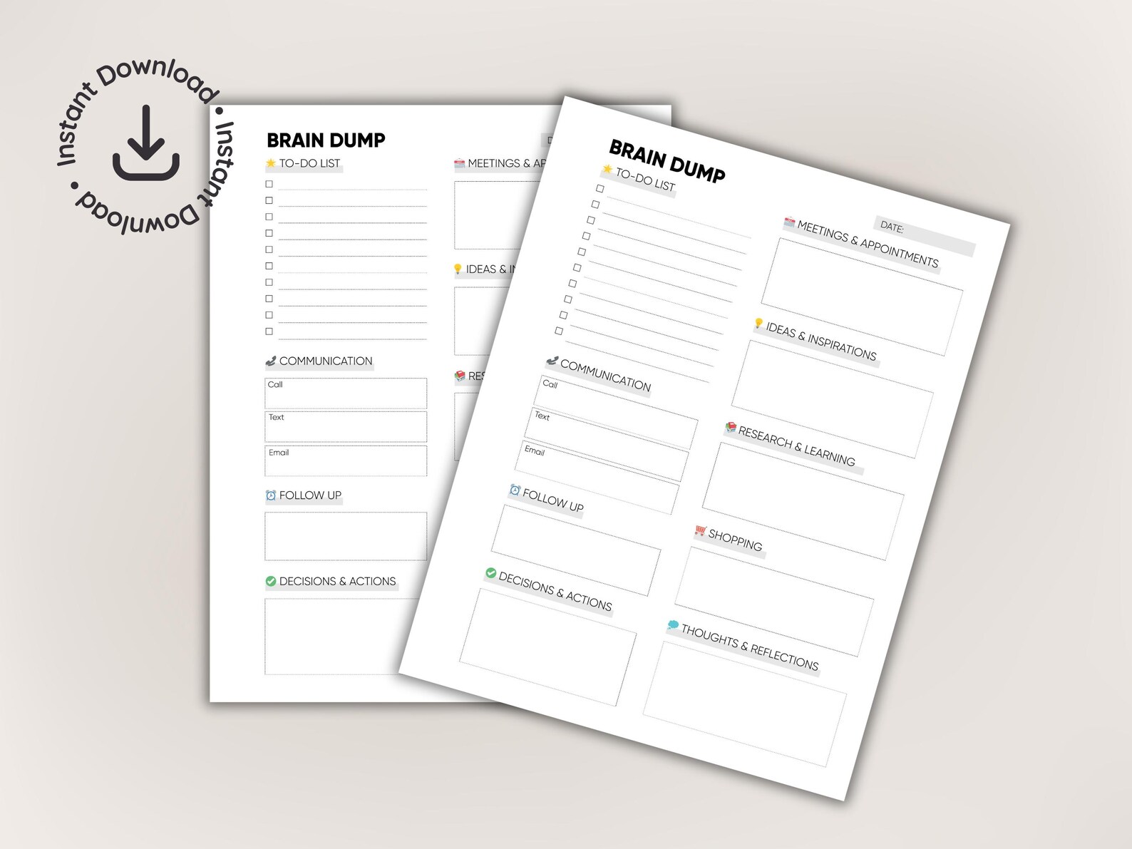 Brain Dump Planner Template PDF • Thought Organizer • Fun Thought ...