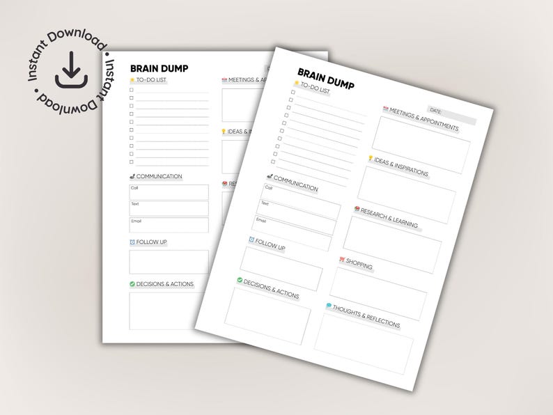 Brain Dump Planner Template PDF • Thought Organizer • Fun Thought ...