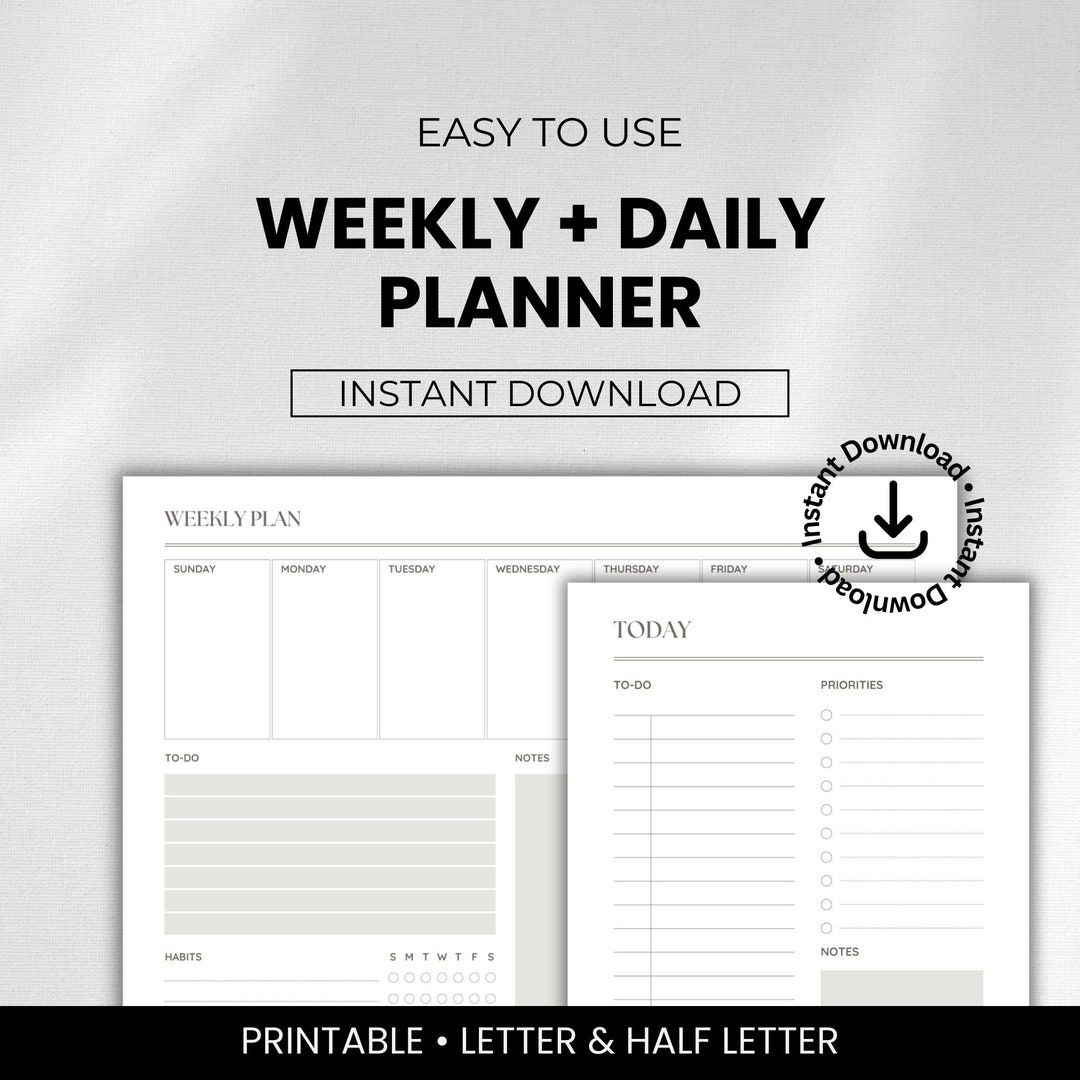 Printable Digital Planner for Daily & Weekly Schedules • Perfect for ...