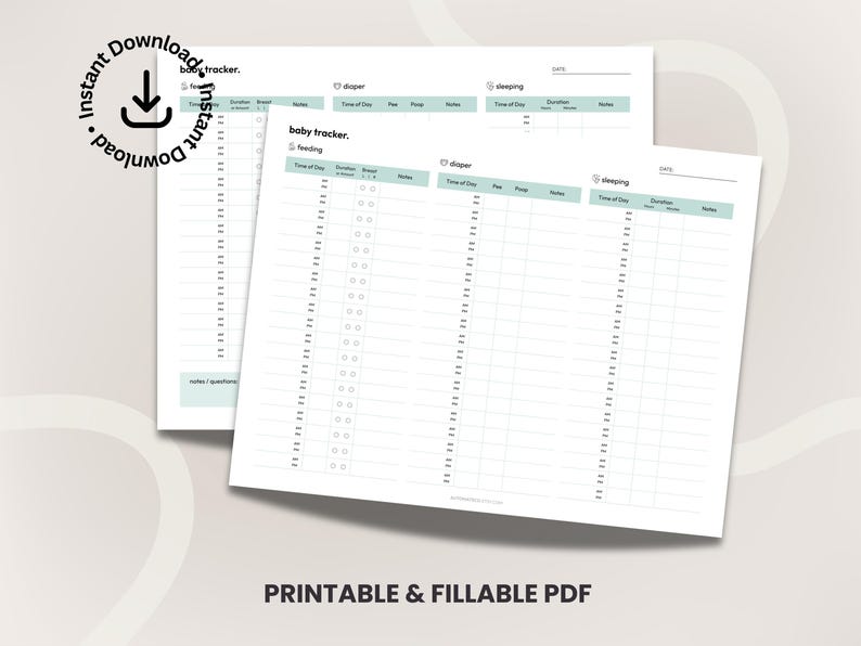 Printable Baby Tracker for Newborn Care Daily Routine, Feeding Sleep ...