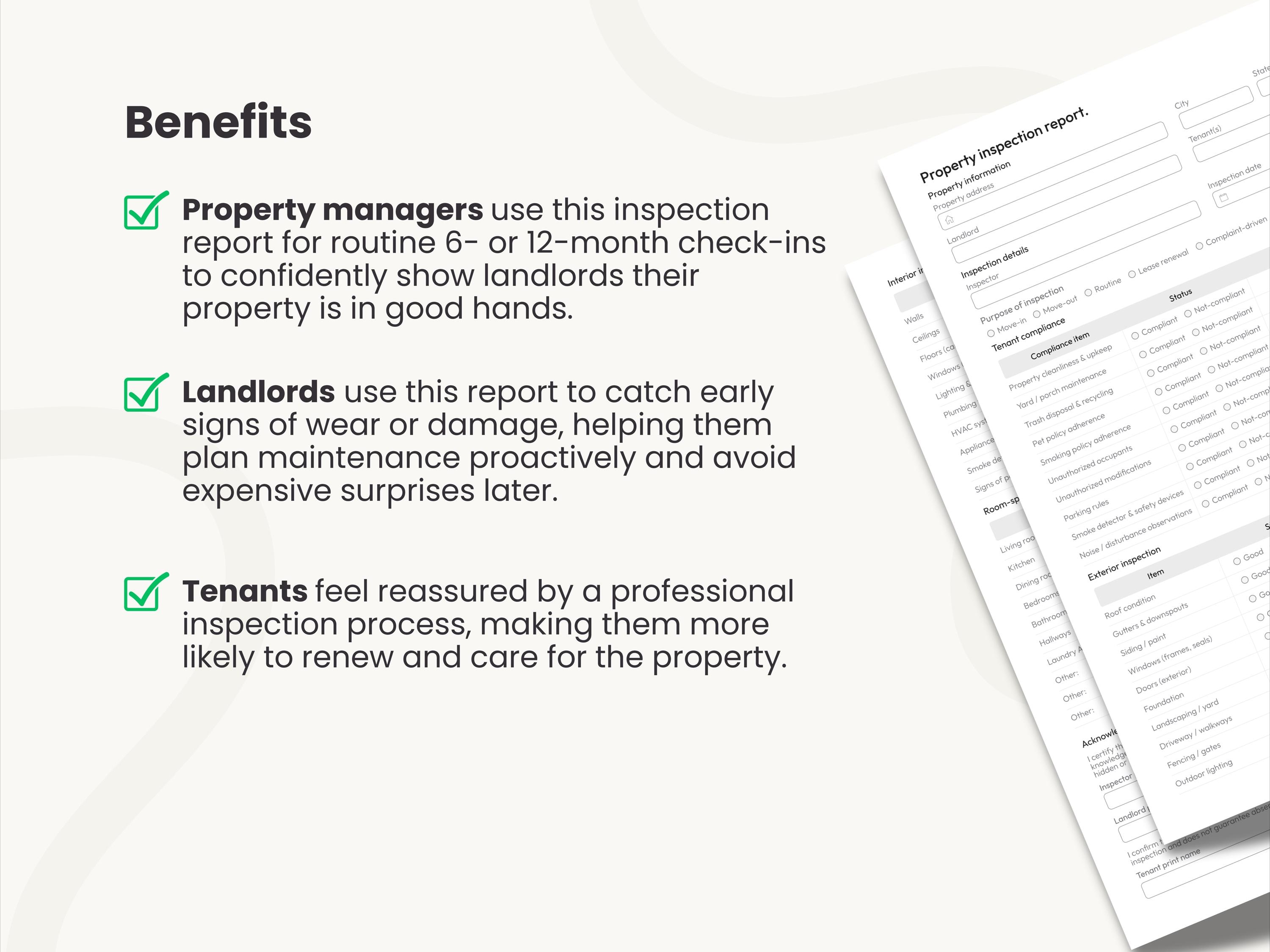Rental Inspection Report PDF, Printable and Fillable Fillable Property ...