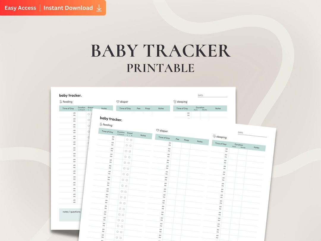 Printable Baby Tracker for Newborn Care Daily Routine, Feeding Sleep ...