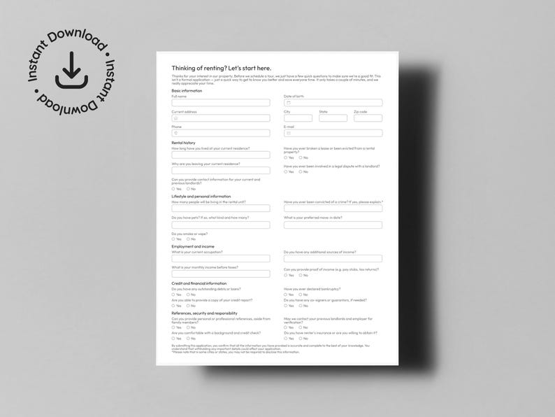 Fillable Tenant Pre-screening Questionnaire • Tenant Screening ...