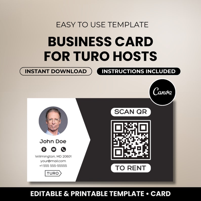 Custom Business Card for Turo Hosts Rental Car Business Card Auto ...
