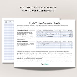 Printable Checkbook Register • Landscape 8.5 X 11in Orientation • 28 ...
