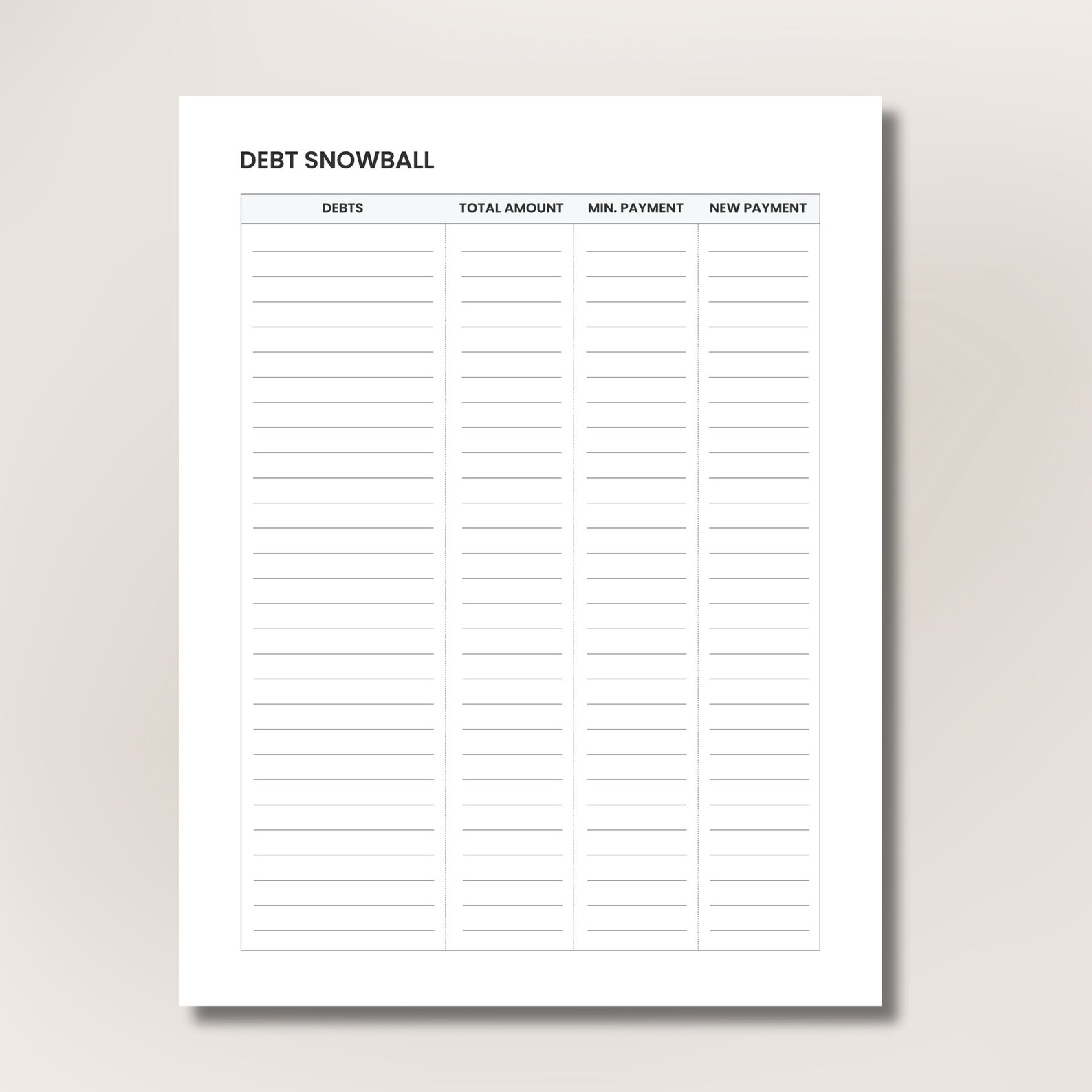 Debt Snowball Tracker Printable • Debt Payment Worksheet • Debt Payoff ...