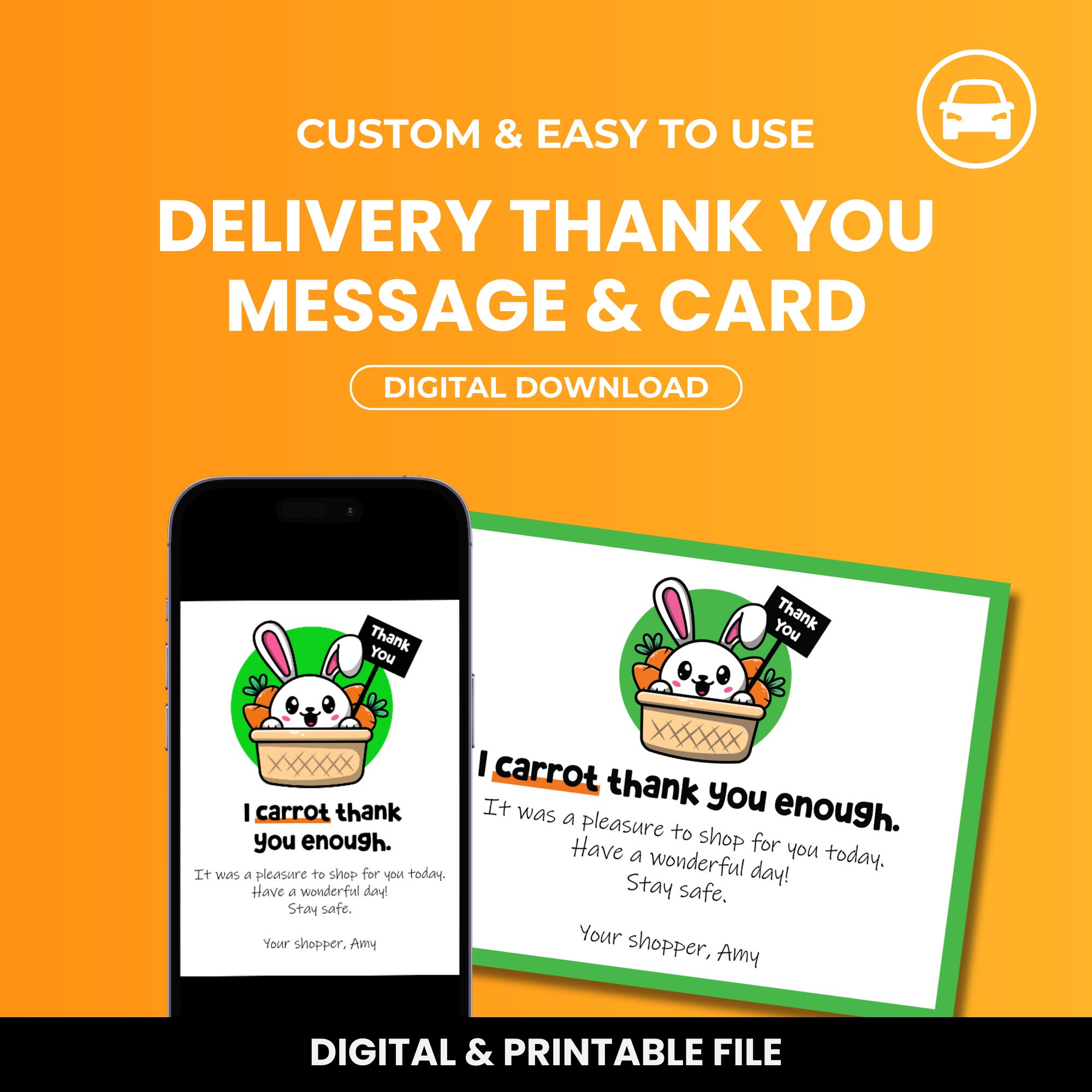 Custom Delivery Text Message Digital and Printable Customer Thank You ...