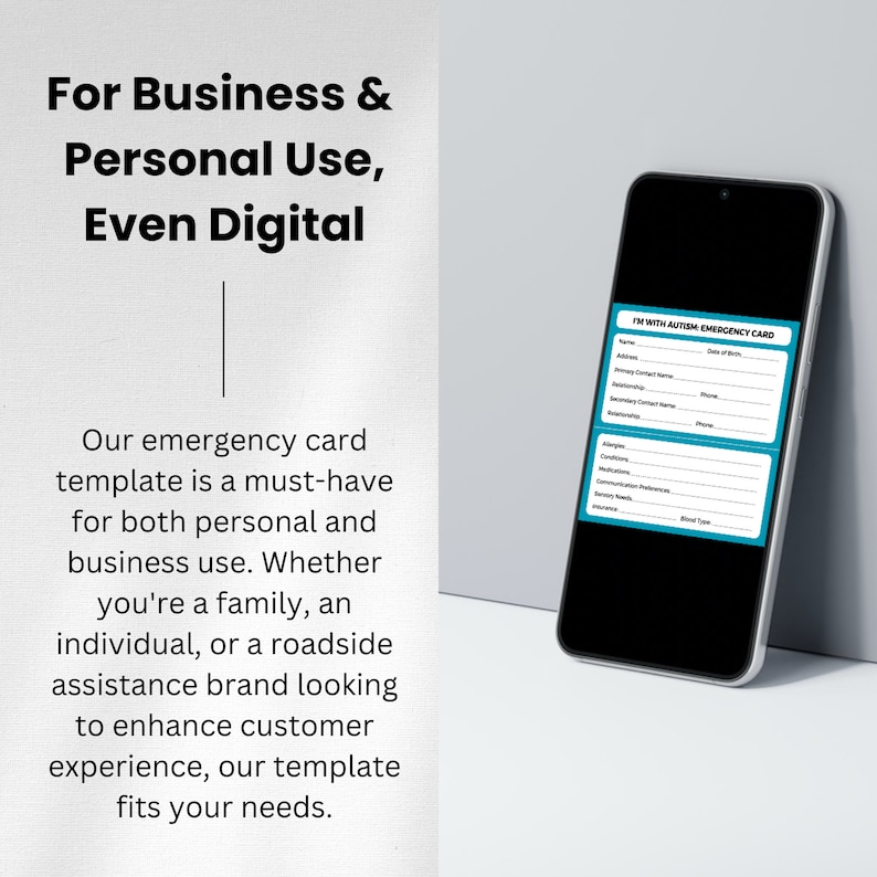 Autism Emergency Card • Printable I'm With Autism Alert Card ...