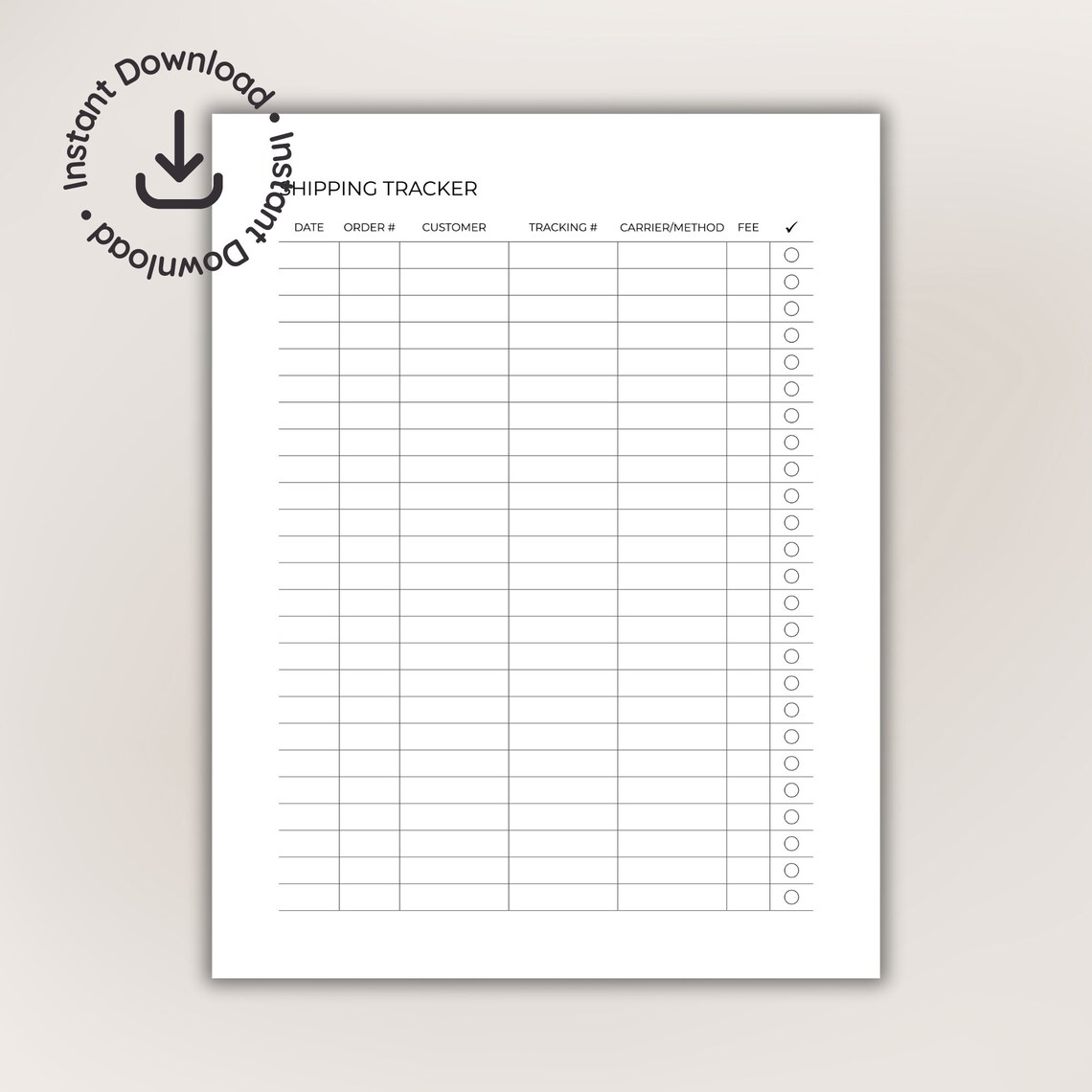 Printable Shipping Tracker for Small Businesses • Organized Shipment ...