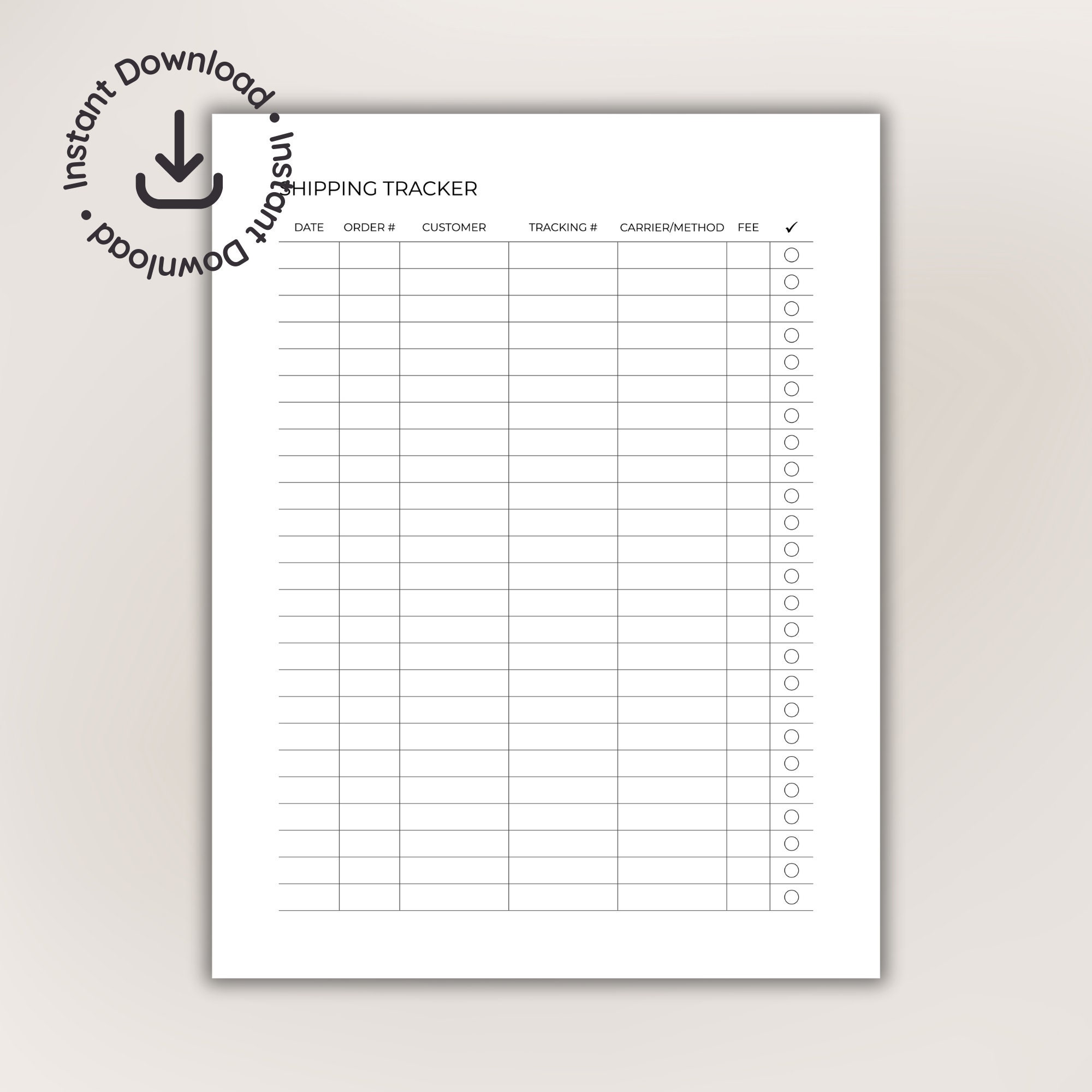 Printable Shipping Tracker for Small Businesses • Organized Shipment ...