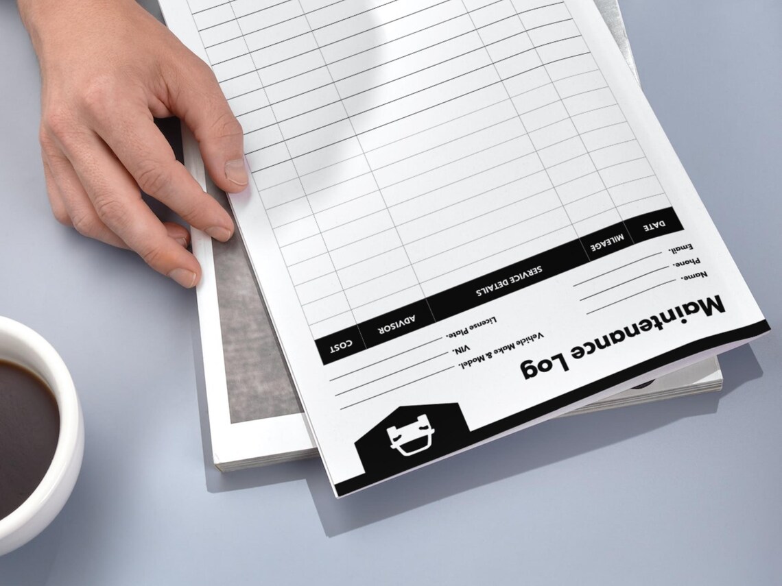 Auto Repair Maintenance Log Template • Vehicle Service Record • Car ...
