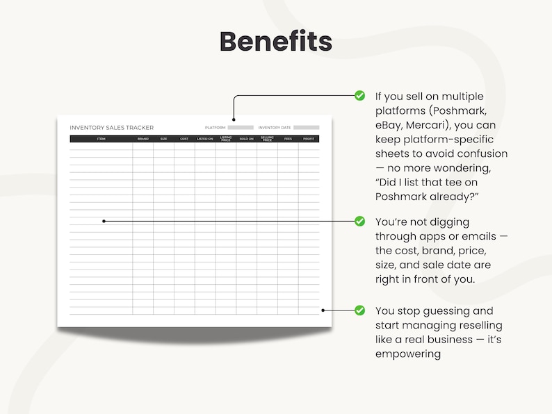Reseller Inventory Tracker Printable, Poshmark Seller Inventory Sales ...