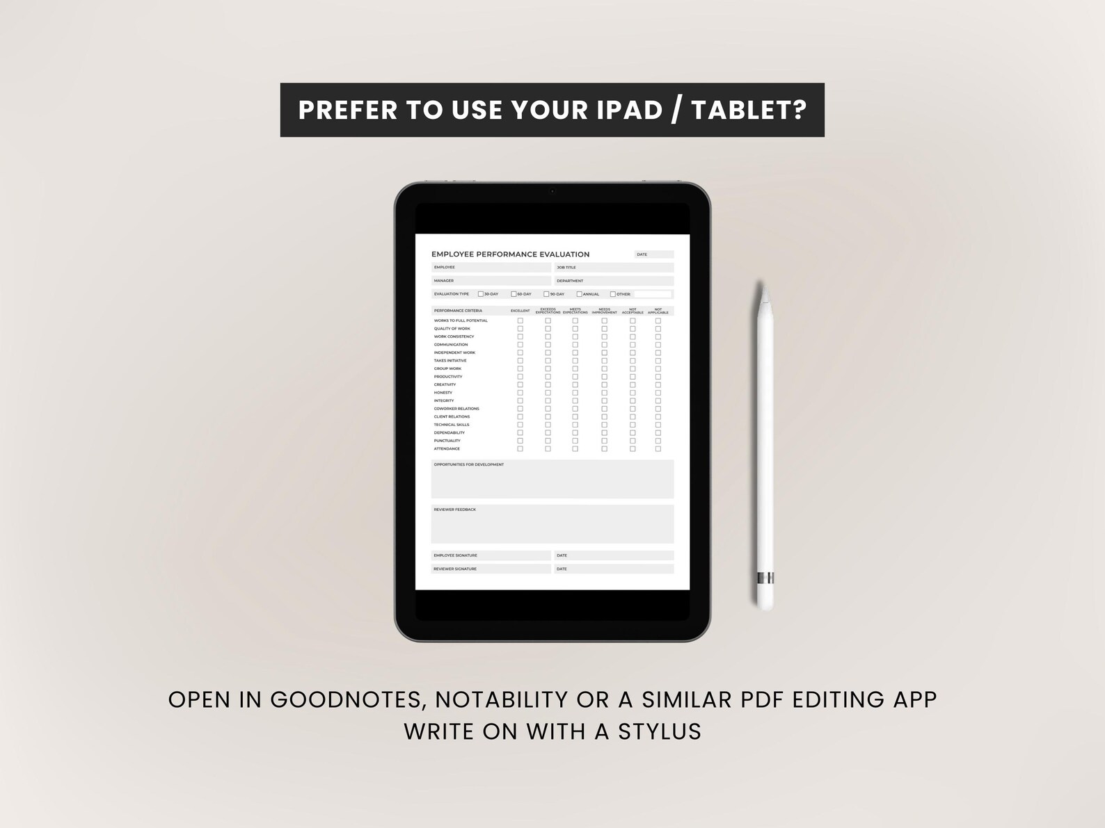Employee Performance Evaluation Form Employee Review Template For Hr