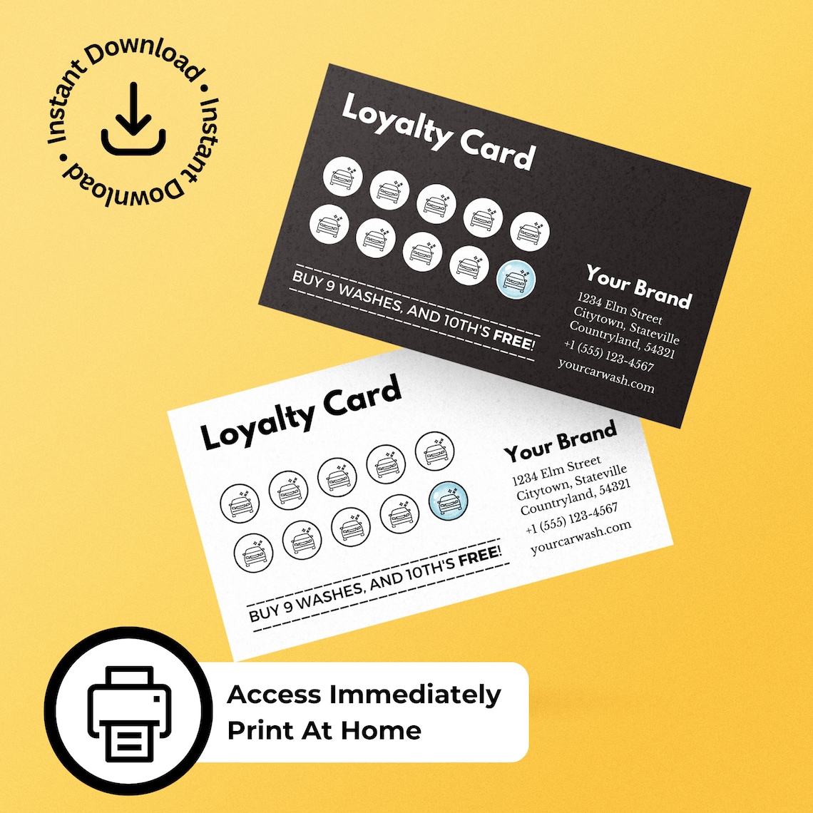 Car Wash Loyalty Card Template • Stamp and Punch Card for Car Wash ...