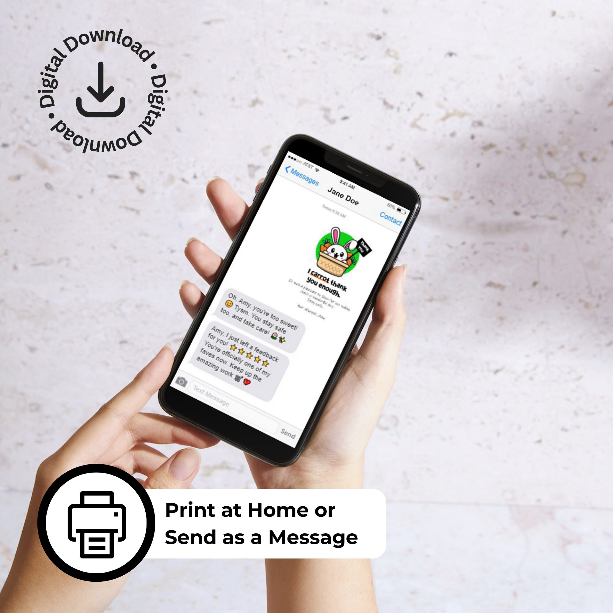 Custom Delivery Text Message Digital and Printable Customer Thank You ...