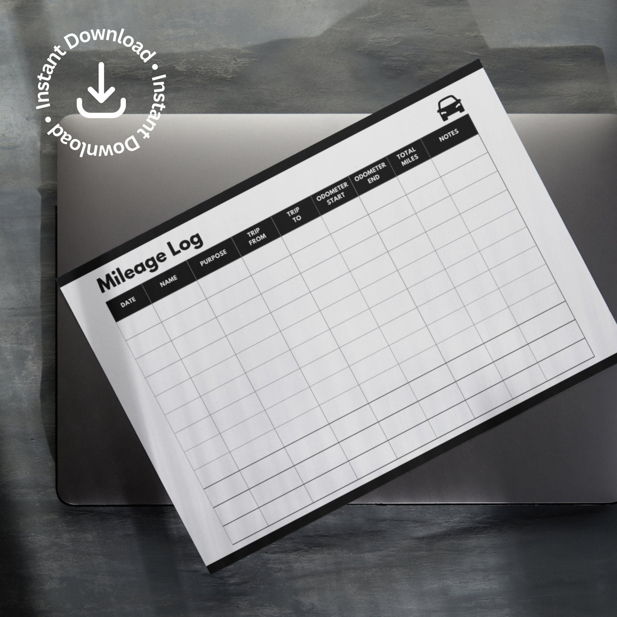 Auto Mileage Log Template Car Mileage Record Vehicle Distance Tracker ...