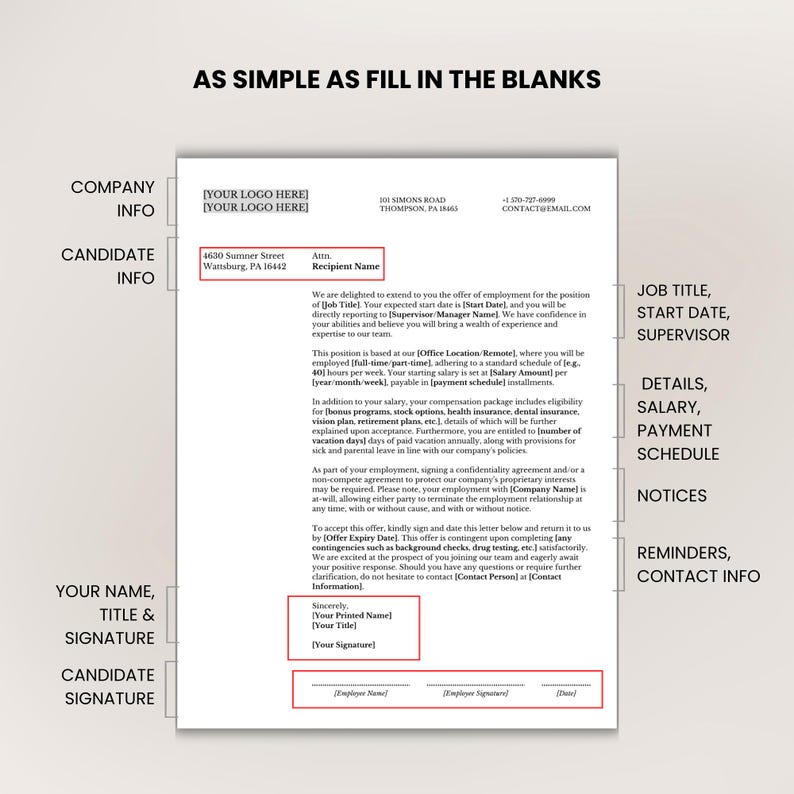 Professional Offer Letter Template • Customizable Job Offer Letter ...