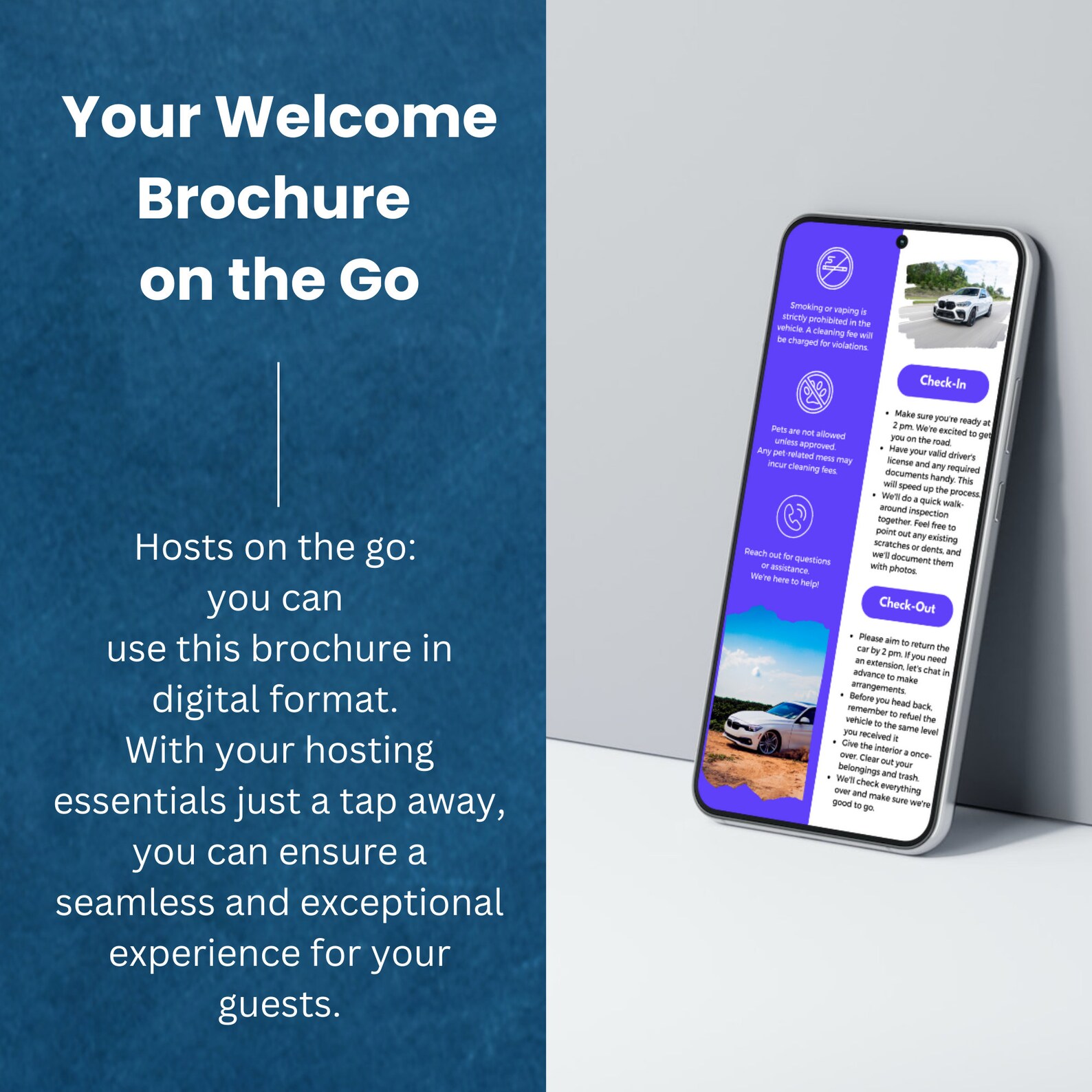 Bi-fold Welcome Brochure for Turo Hosts Welcome Flyer Half-fold FAQ ...