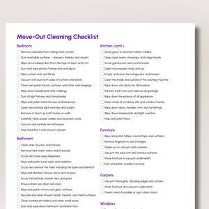 Move-out Cleaning Checklist Printable • Cleaning List for Renters ...