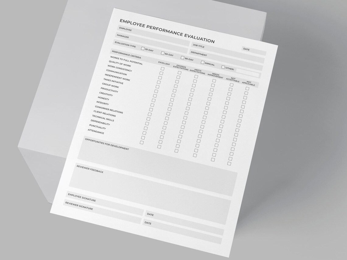 Employee Performance Evaluation Form • Employee Review Template for HR ...