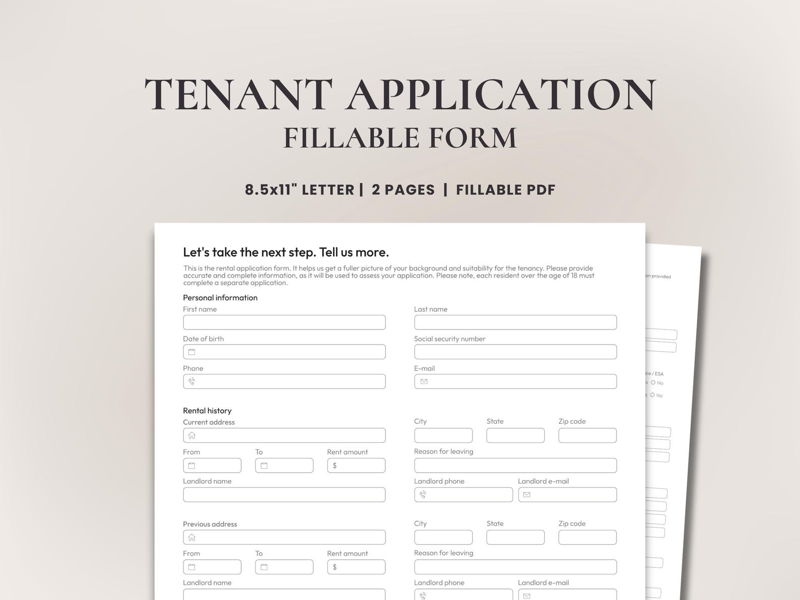 Fillable Rental Application Form for Landlords • Printable Tenancy ...