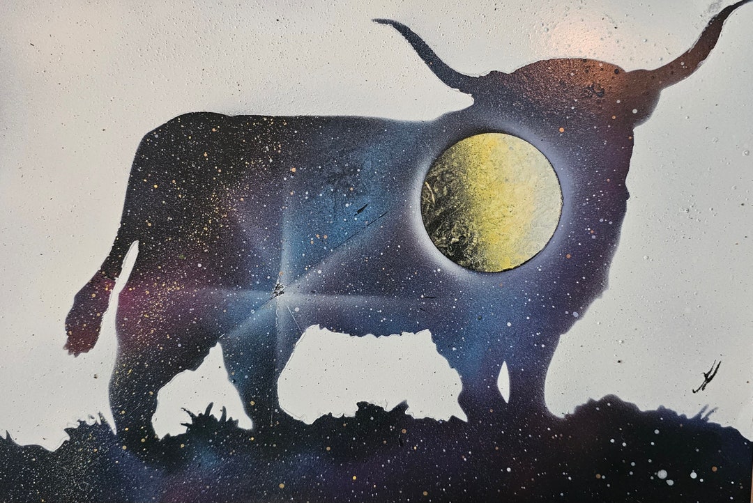 Custom Highland Cow Spray Paint Art - Etsy