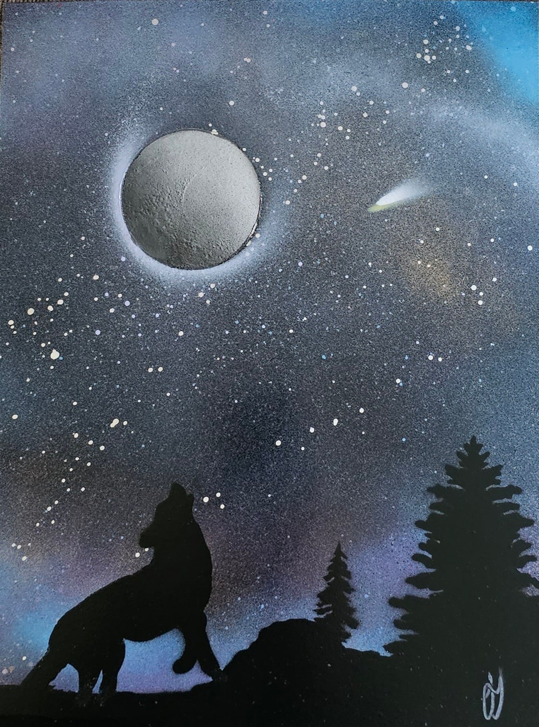 Custom Wolf Spray Paint Art - Etsy
