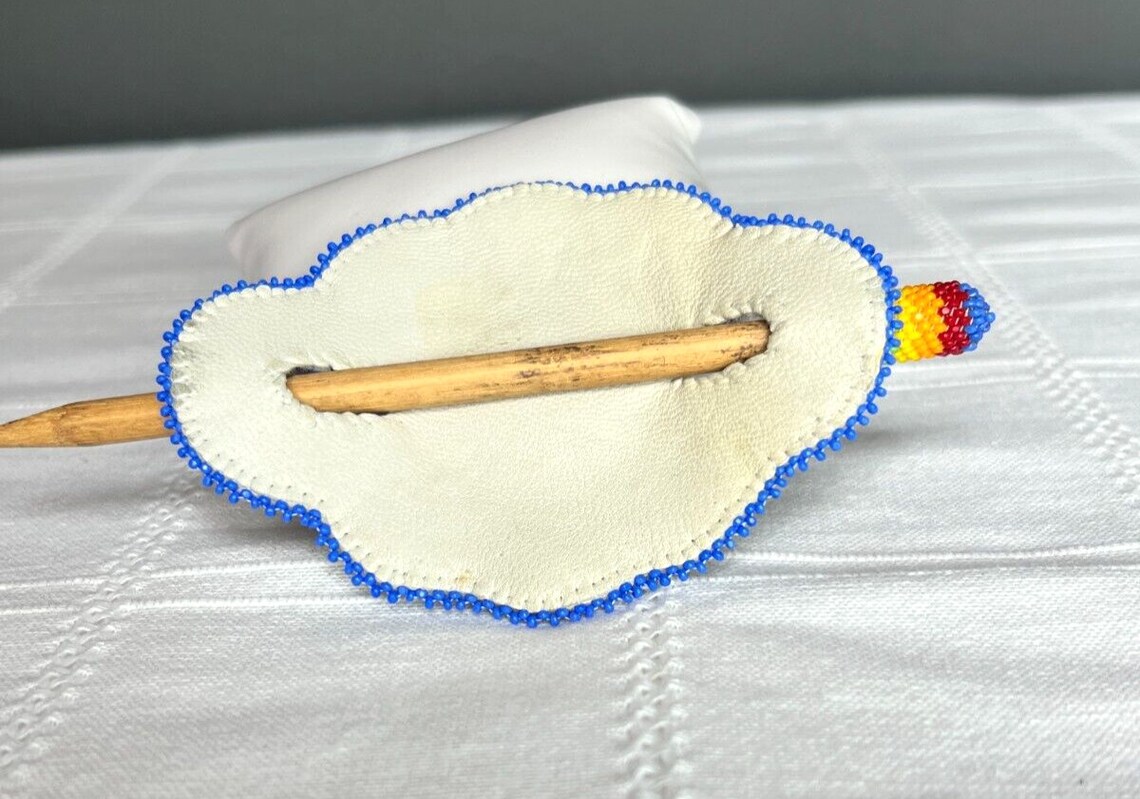 Vintage Native American Beaded Hair Pin Handmade With Small Cut Glass ...
