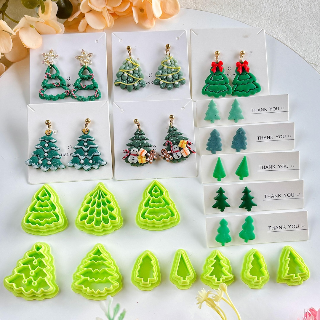 Christmas Tree Polymer Clay Cutter Set | Winter Clay Earring Mold ...
