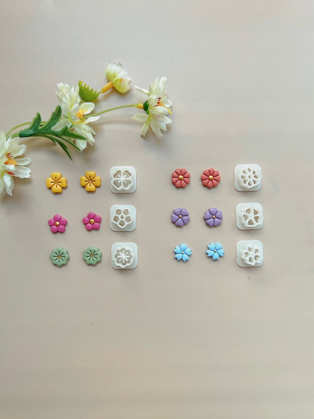 Mini Flower Clay Cutter Set, Winter Polymer Clay Cutter Set, Stud Clay ...