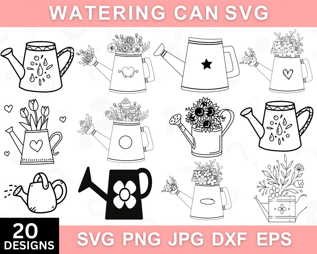 Watering Can Svg, Waterin Can With Flowers Svg, Gardening Svg, Watering ...