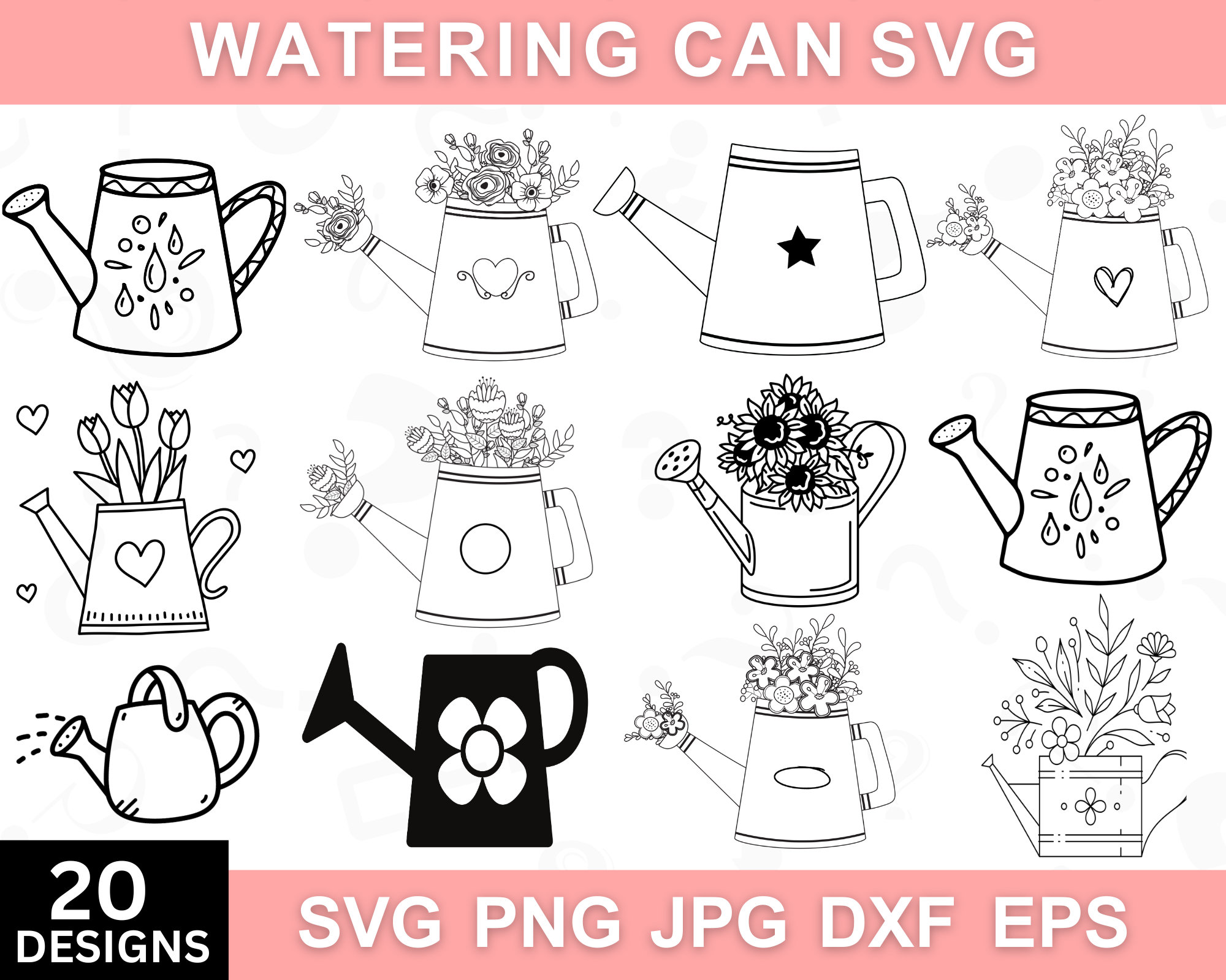 Regadera svg, regadera con flores svg, jardinería svg, regadera, flores ...