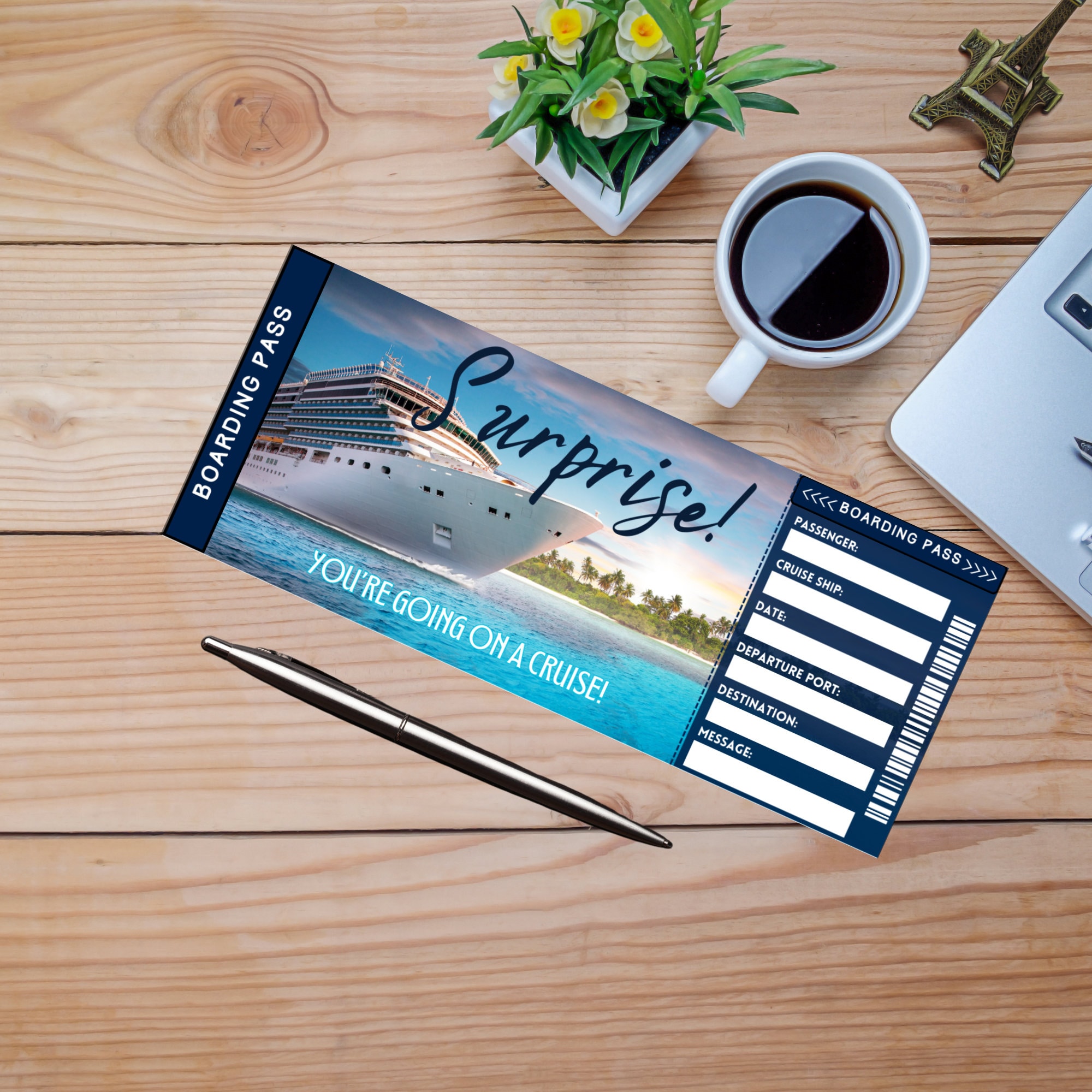 Printable Cruise Ticket Template, Cruise Surprise Ticket, Gift Ticket ...