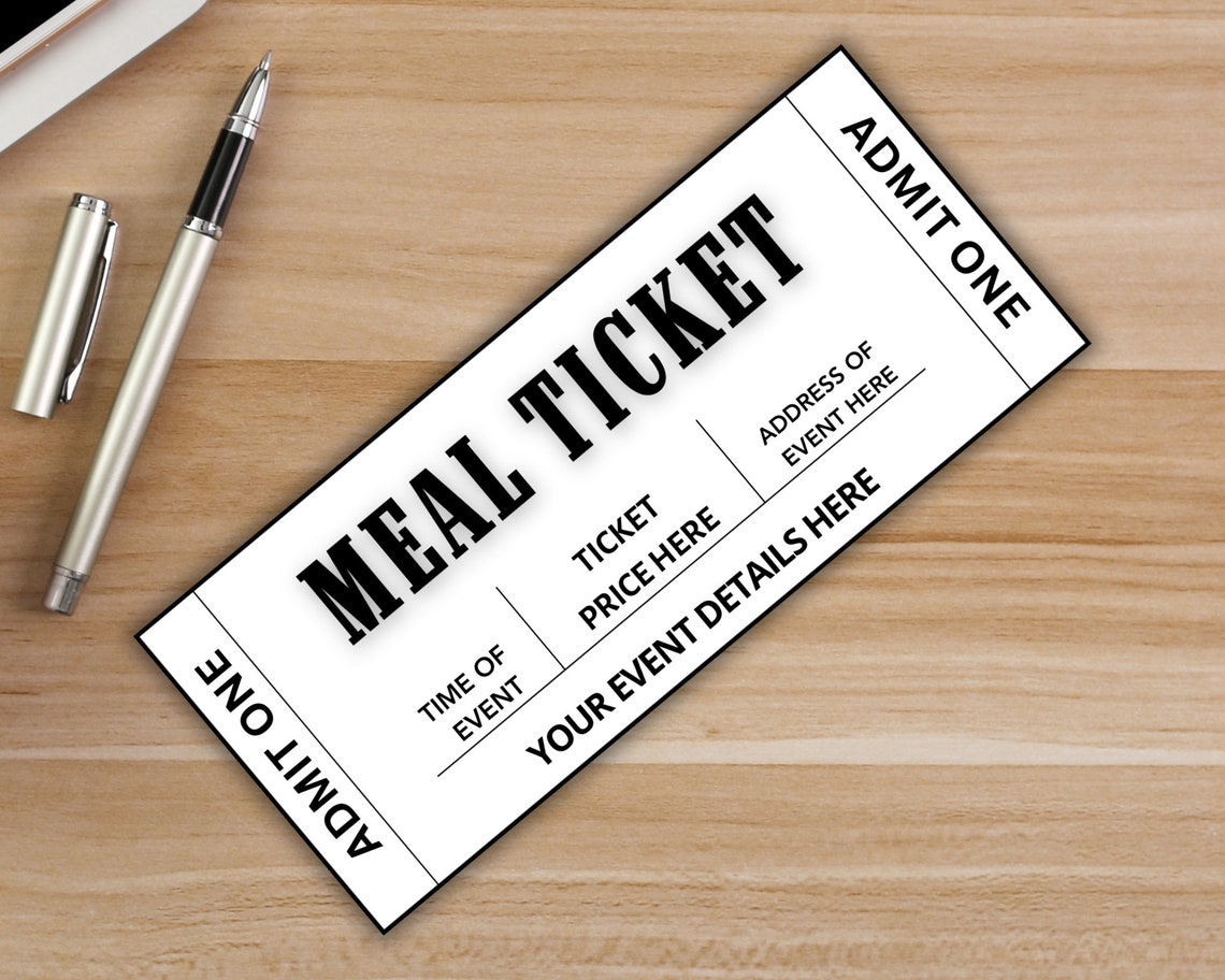 Editable Food Event Ticket, Food Ticket Template, Ticket PDF, Meal ...