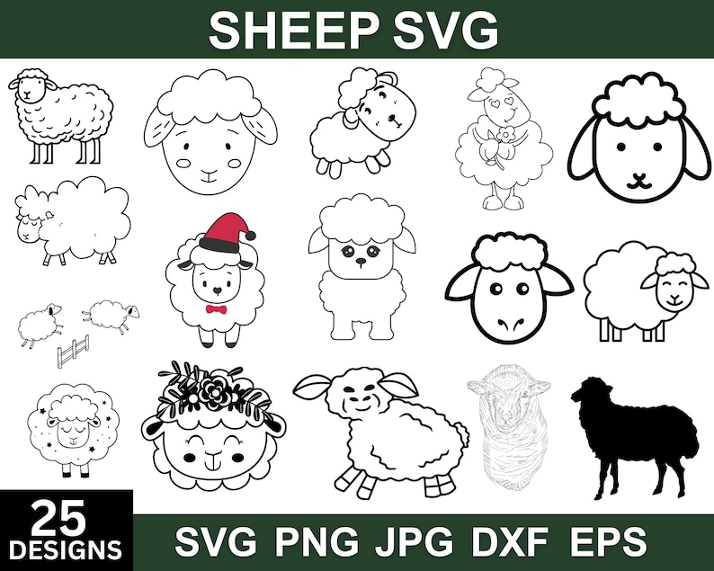 Sheep Svg Bundle, Sheep Svg. Png, Sheep Dxf, Sheep Clip Art, Sheep ...