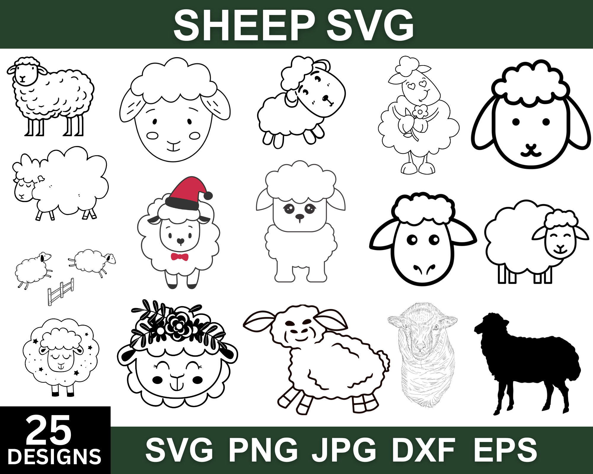 Sheep Svg Bundle, Sheep Svg. Png, Sheep Dxf, Sheep Clip Art, Sheep ...
