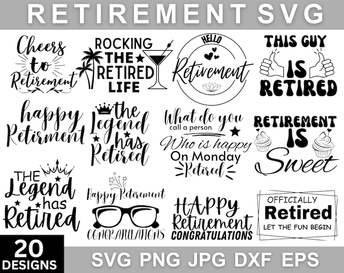 Retired Svg Bundle, Retirement Png Files, Officially Retired Clipart ...