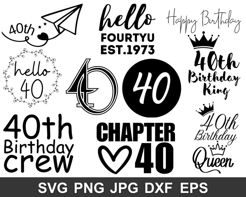40th Birthday Svg Png, Forty Birthday Clipart, 40th Birthday Sign,forty ...