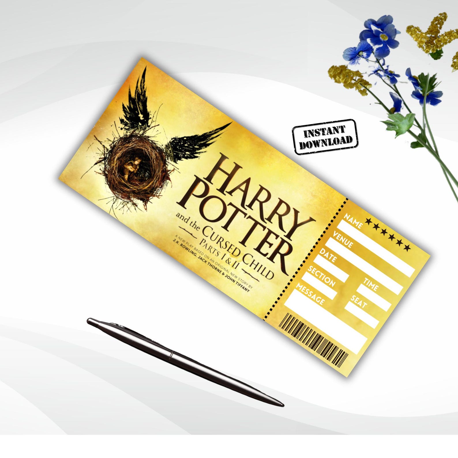 Editable Cursed Child Surprise Ticket Template, Event Gift Ticket ...