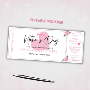 Editable Mother's Day Voucher, Printable Gift Voucher, Surprise Ticket ...