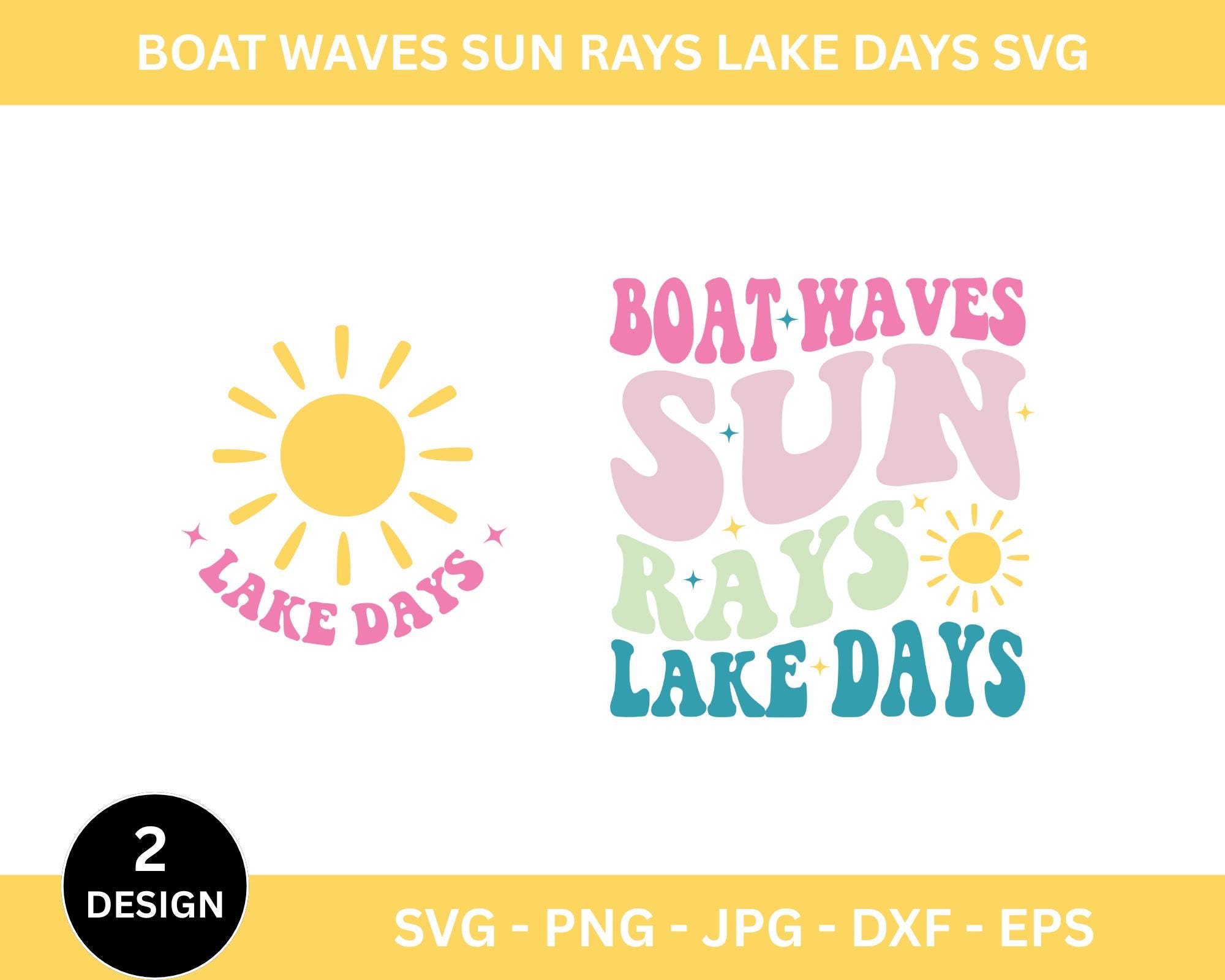 Boat Waves Sun Rays Lake Days Svg Png, Summer Svg, Retro Summer Svg Png ...