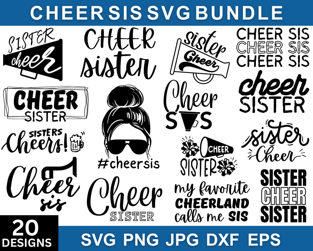 20 Cheer Sister Svg Bundle, Cheer Sis Png, Cheer Sister Clipart, Cheer ...