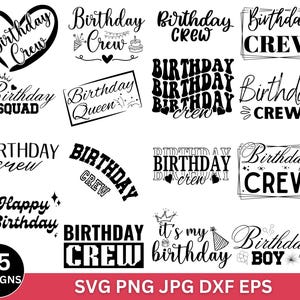 Birthday Crew Svg Bundle, Birthday Svg, Birthday Vector, Birthday ...