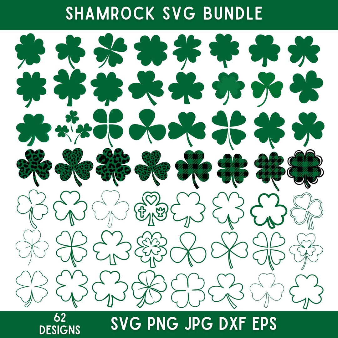 Shamrock Svg Bundle, Clover Svg, Lucky Clover Svg, St Patricks Day Svg ...